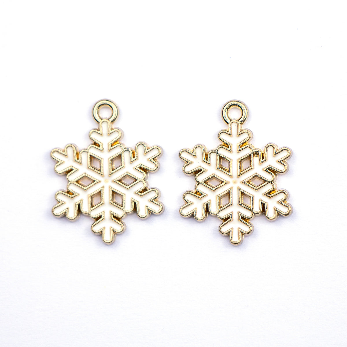 16mm x 20.5mm Gold Snowflake Charm - Enamel and Base Metal*** — That ...