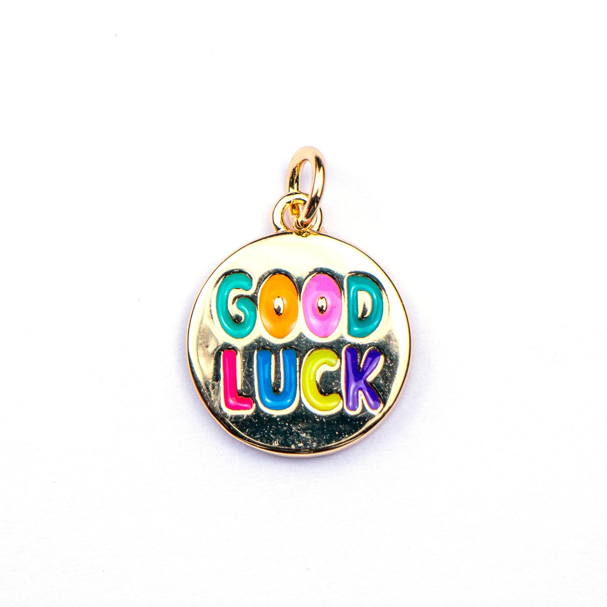 14mm x 16mm Rainbow "Good Luck" Charm - Enamel and Base Metal — That ...