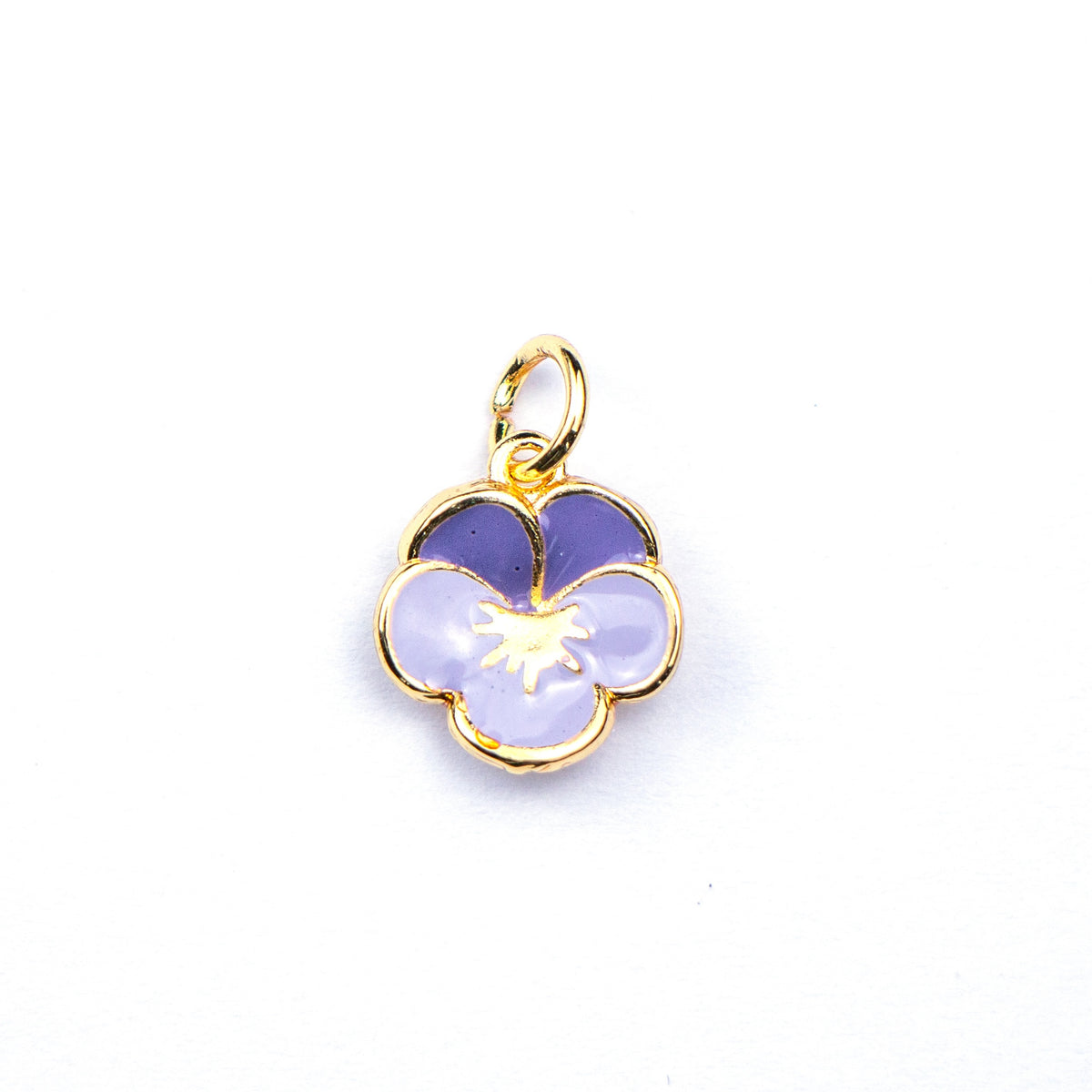 11mm x 12mm Purple Pansy Charm - Enamel and Base Metal — That Bead Lady