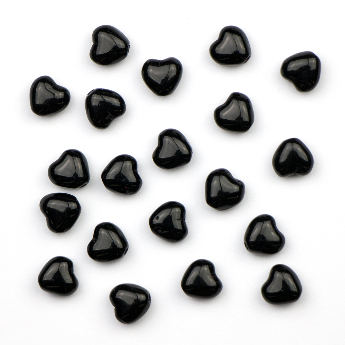 6mm Glass Heart - Jet — That Bead Lady